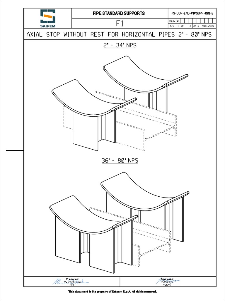 Axial Stop Without Rest For Horizontal Pipes 2" - 80" NPS: Pipe ...