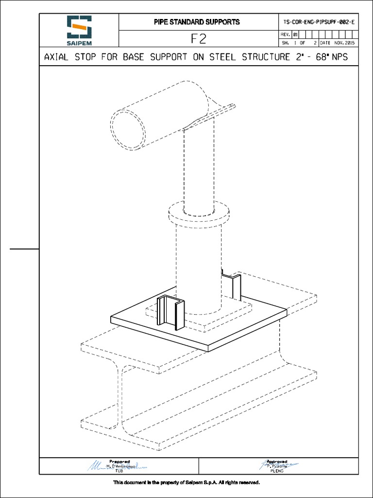 Axial Stop For Base Support On Steel Structure 2" - 68" NPS: Pipe ...
