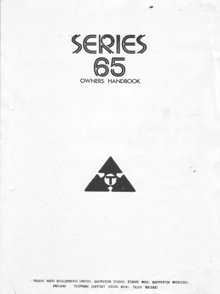The Owner's Handbook for Trident Series 65 Console | PDF | Hearing ...