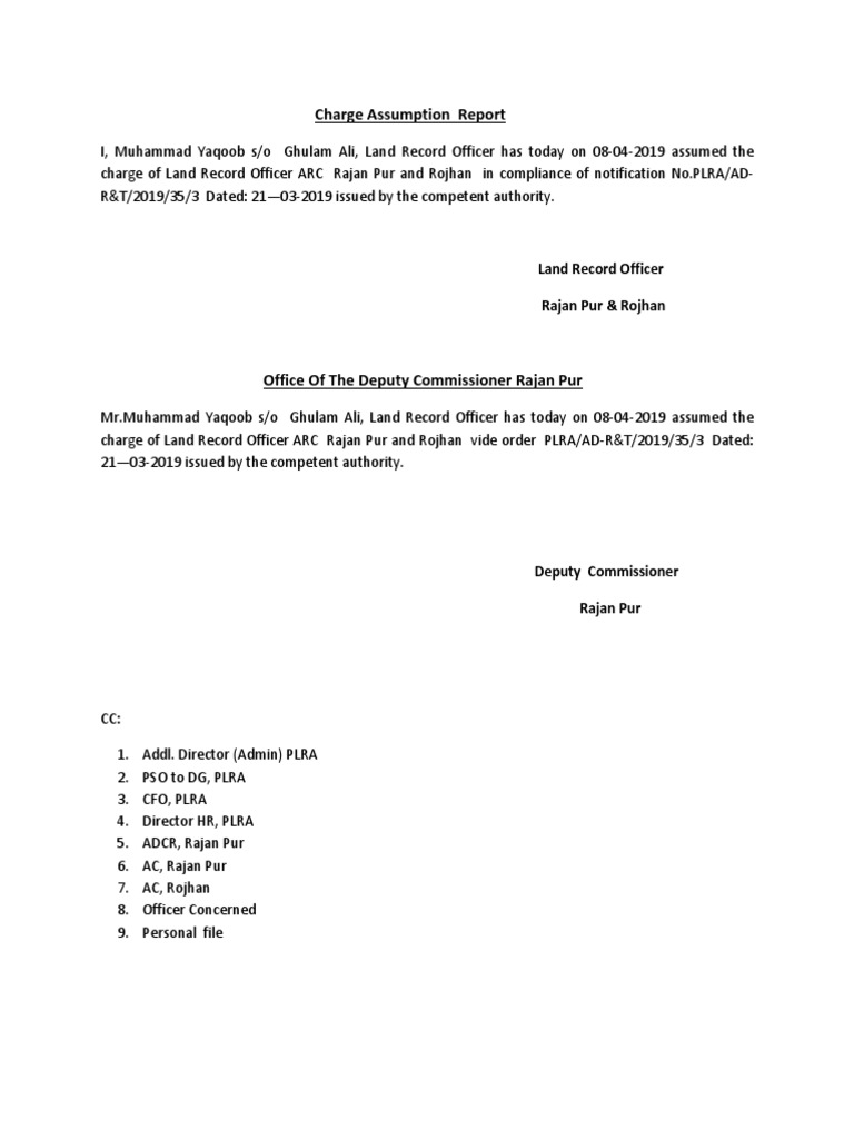 Charge Assumption Report | PDF