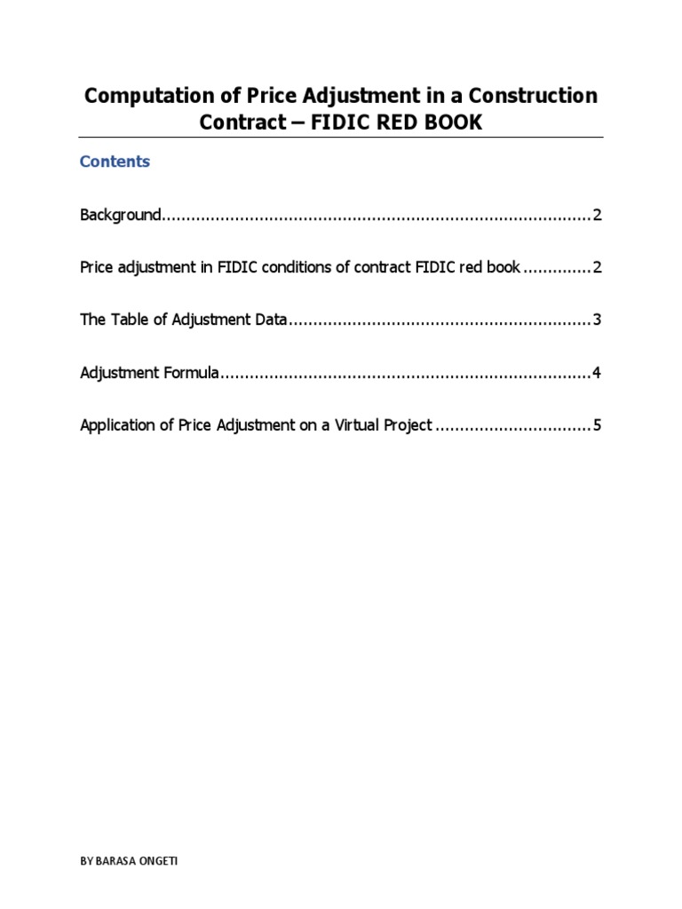 Computation of Price Adjustment in A Construction Contract ...