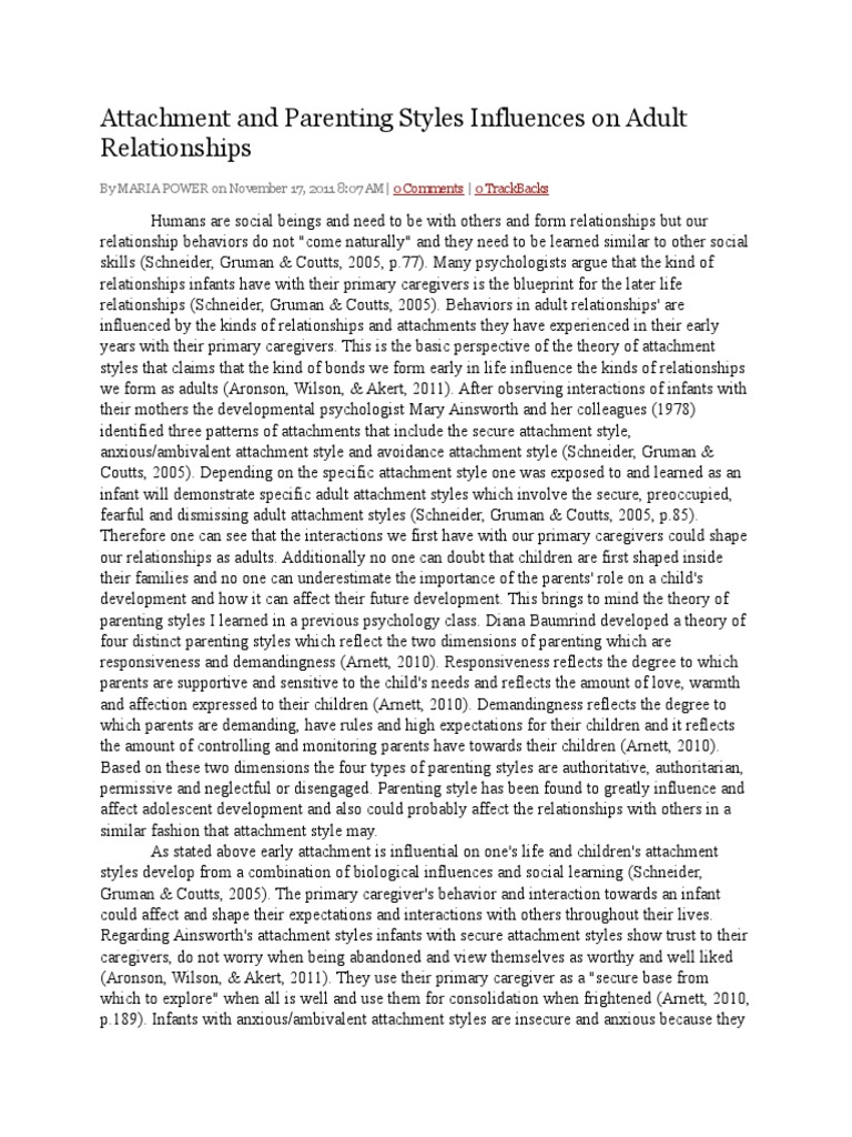Attachment and Parenting's Impact on Adults | PDF | Attachment Theory ...