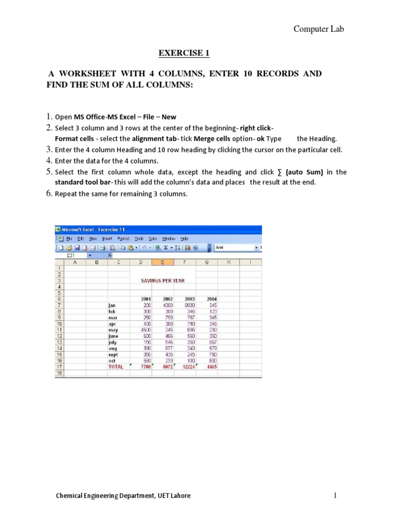 MS Excel Lab | PDF MS Excel Lab | PDF