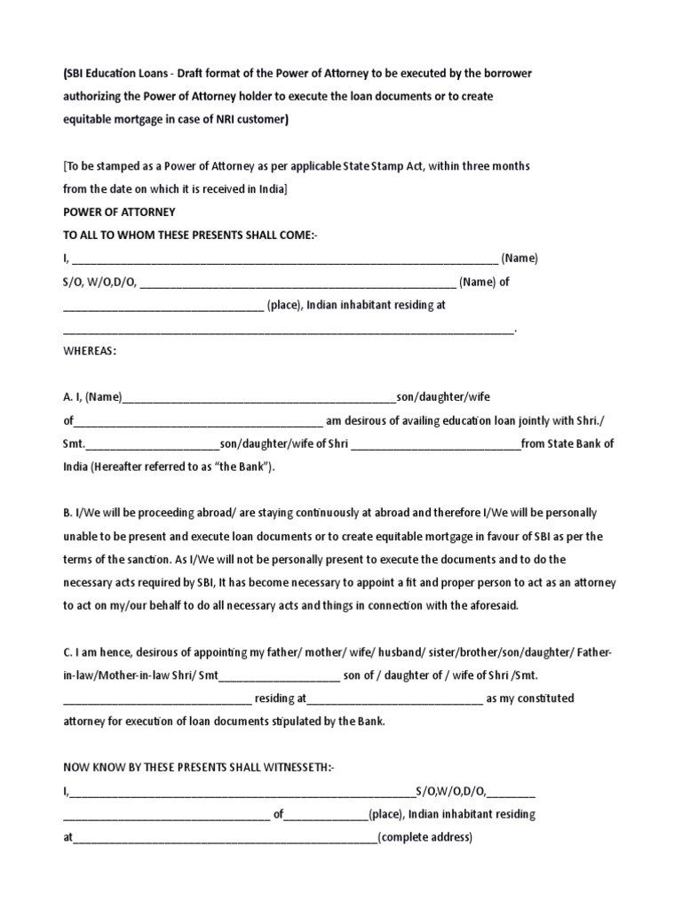 Poa Edu Loan | PDF | Power Of Attorney | Notary Public