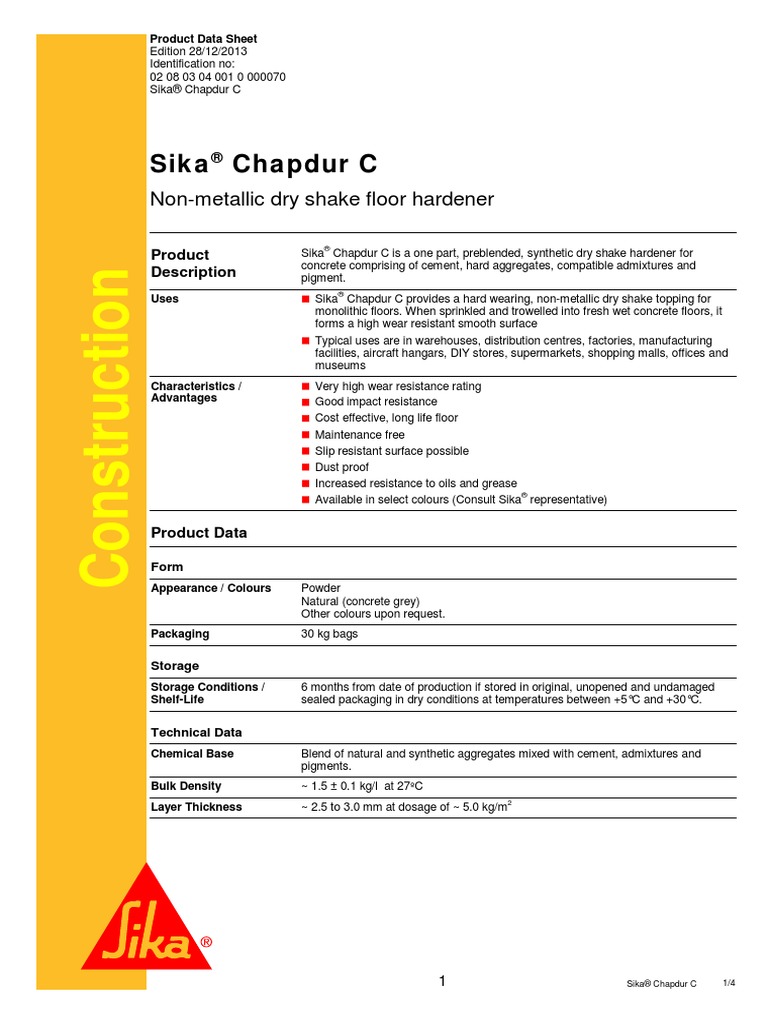 Sika Chapdur TDS | PDF | Relative Humidity | Wear