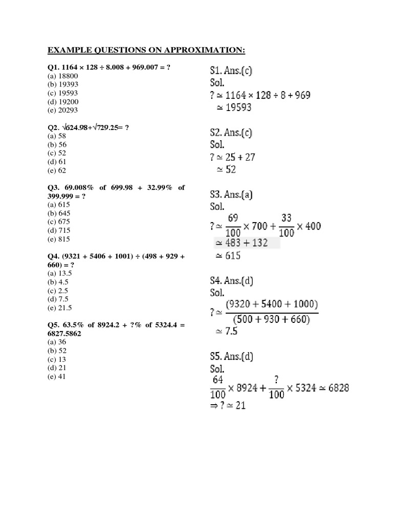 Example Questions On Approximation:: (A) 18800 (B) 19393 (C) 19593 (D ...