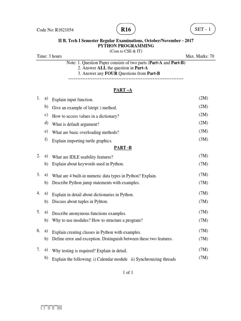 Python Programming Qp Pdf Python Programming Language Parameter 3356