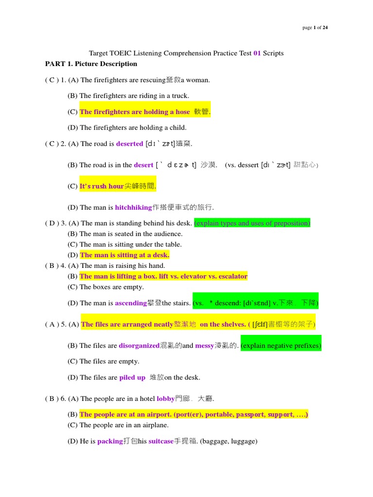 Target TOEIC Practice Test 01 Scripts A4 解 | PDF | Invoice | Taxes