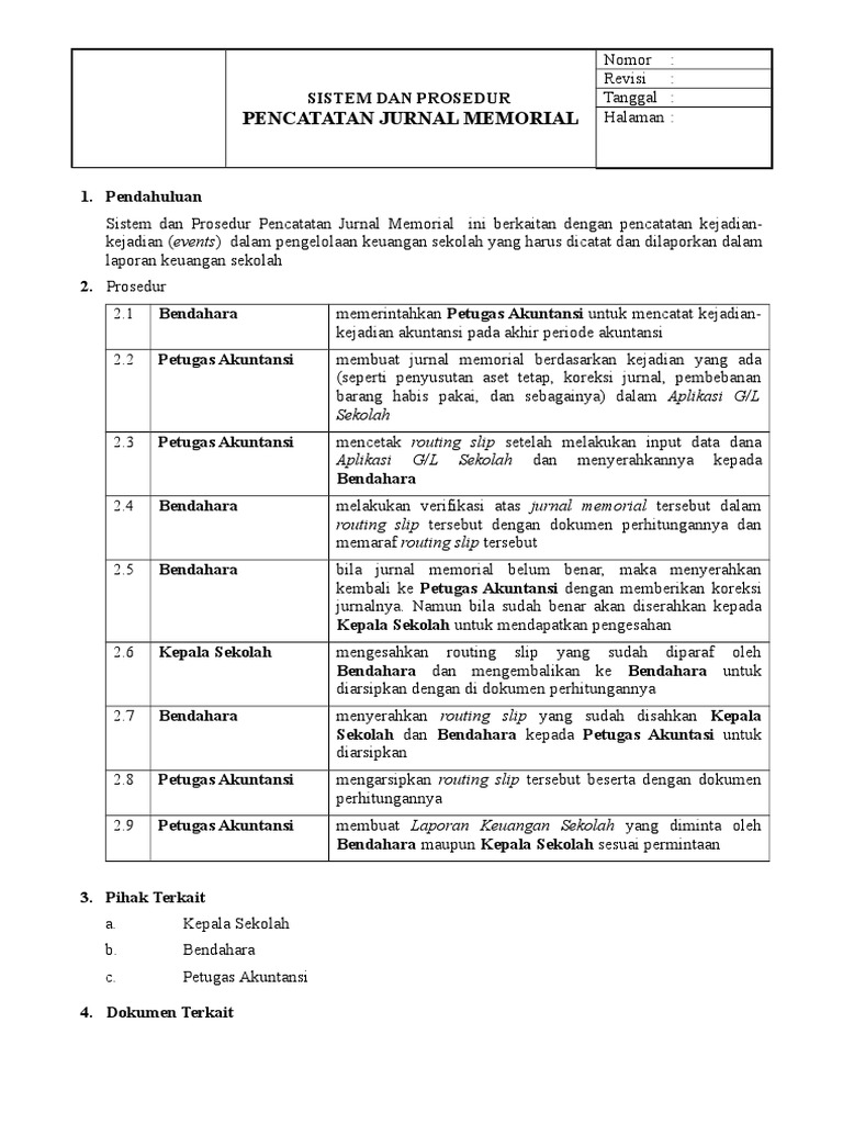 07 Akuntansi SOP Pencatatan Jurnal Memorial | PDF