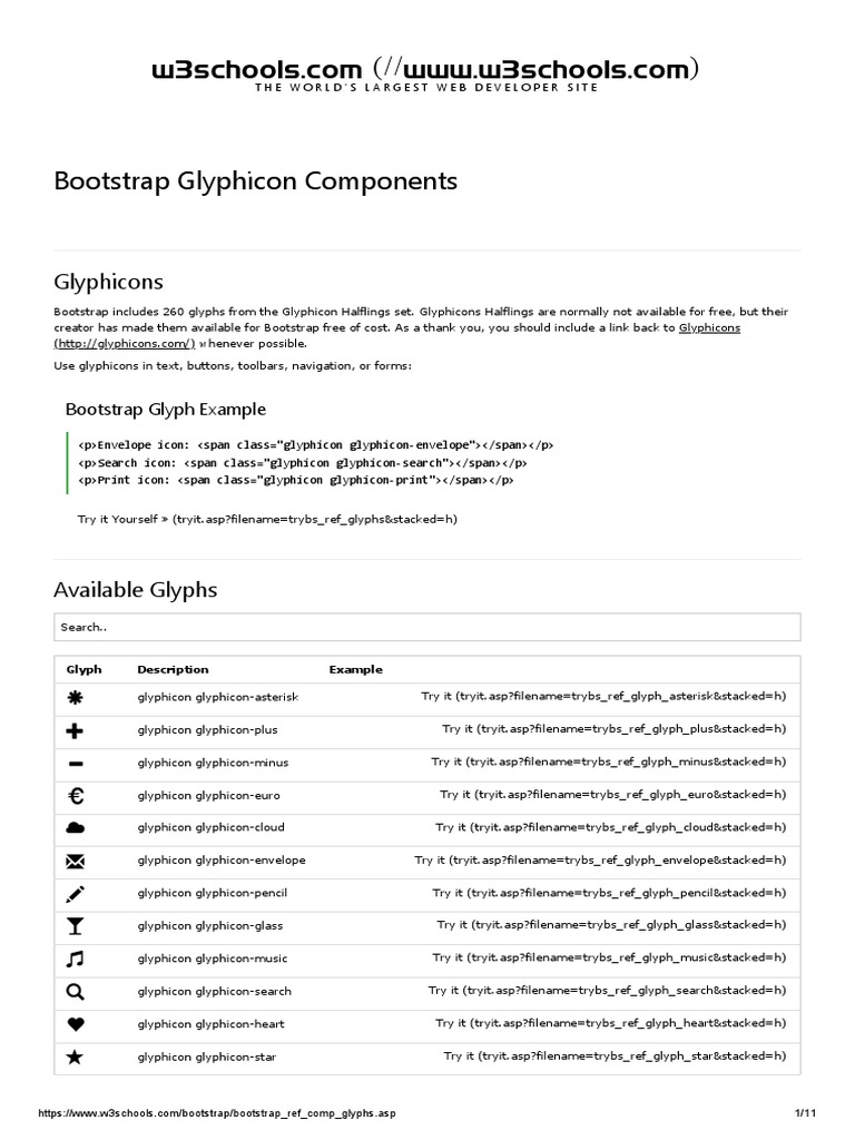 Bootstrap Glyphicon Components PDF | PDF | Human–Computer Interaction ...