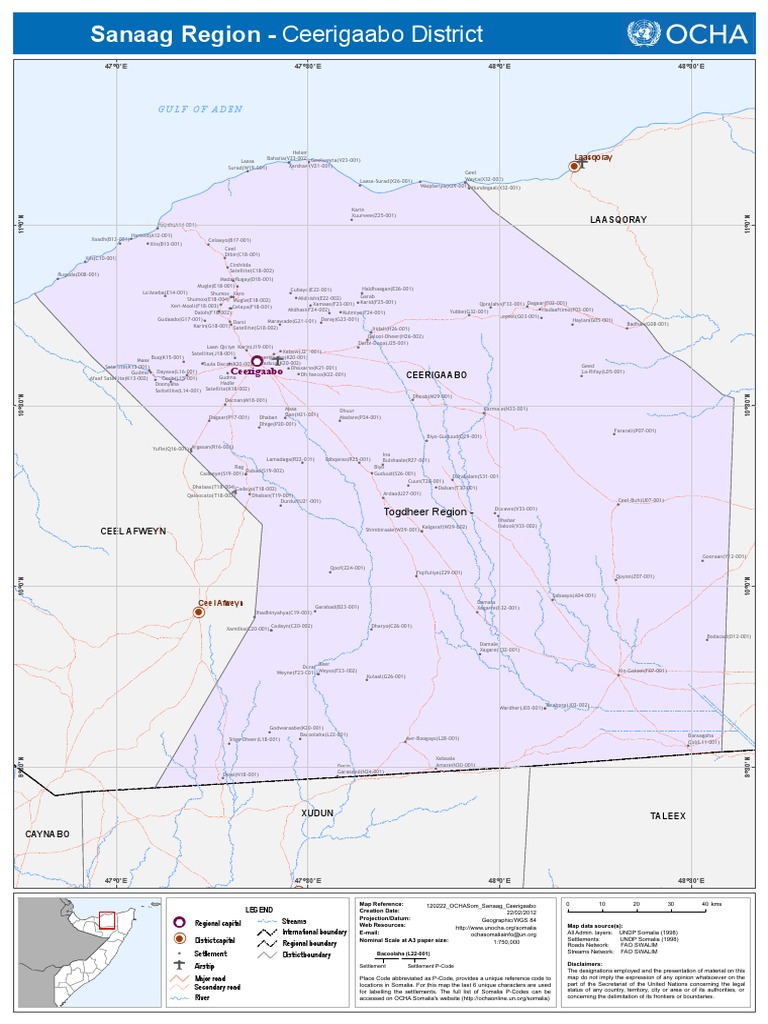 OCHASom Administrative Map Sanaag Ceerigaabo A3 | PDF