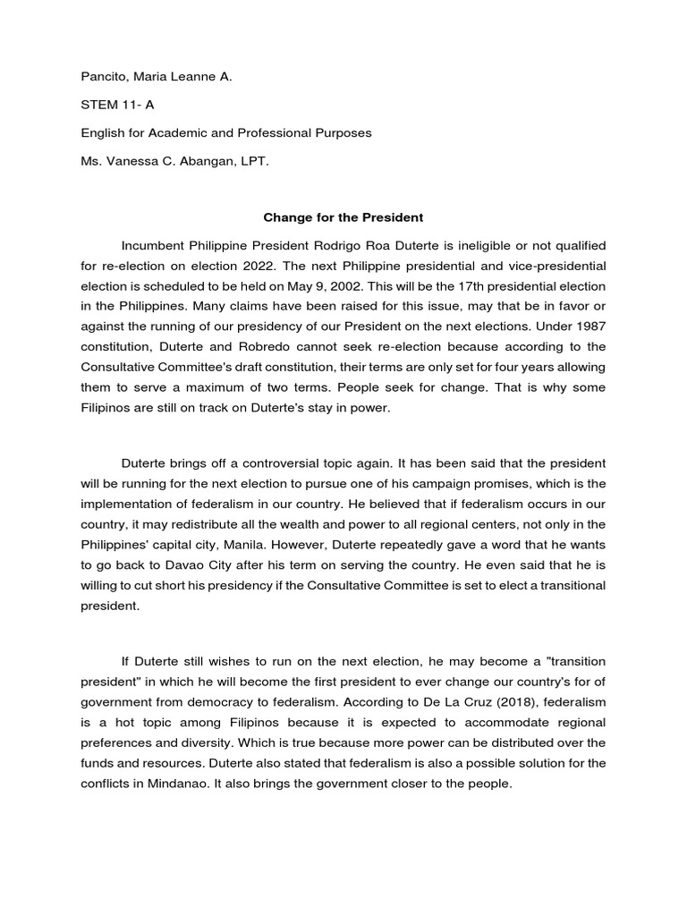 Position Paper | PDF | Rodrigo Duterte | President Of The Philippines