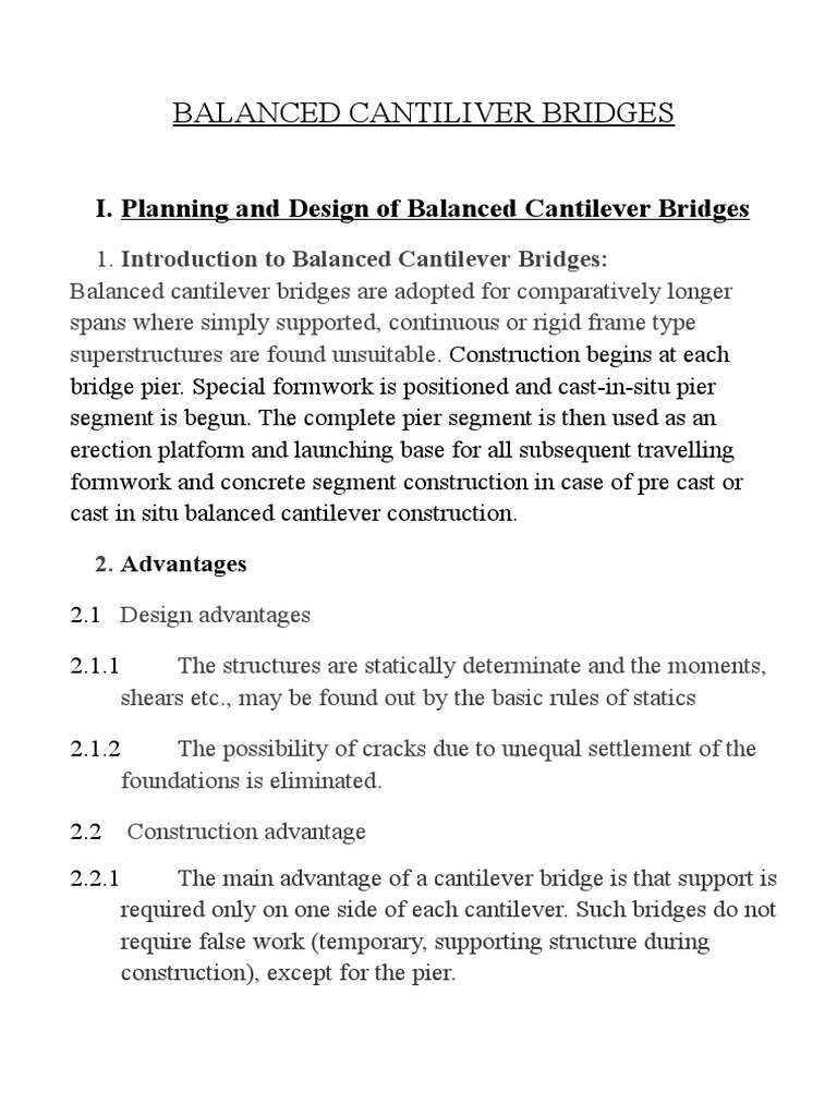 Balanced Cantilever Bridge Overview | PDF | Economic Sectors | Civil ...