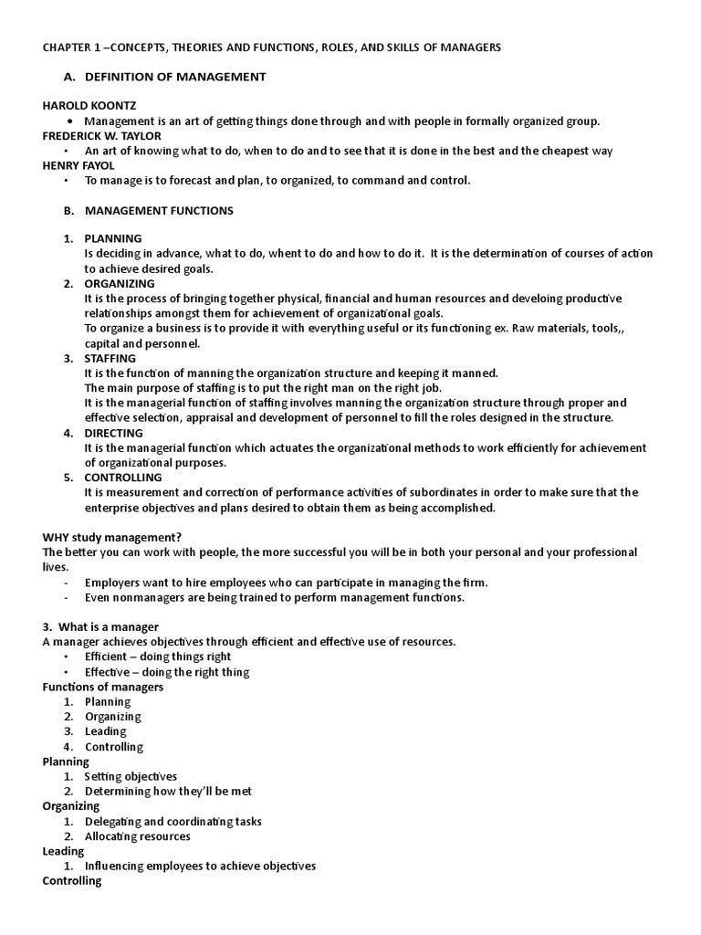 A. Definition of Management: Harold Koontz Frederick W. Taylor Henry ...