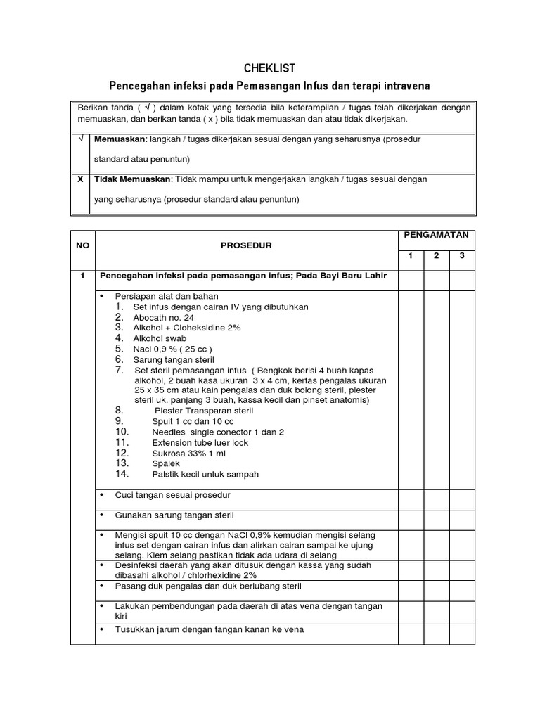 Cheklist Infus Neonatus | PDF