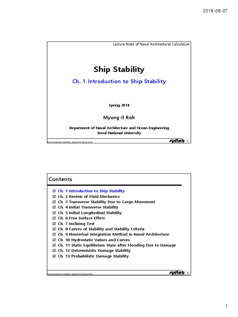 01-NAC-Introduction To Ship Stability (171229) - Student PDF | PDF ...