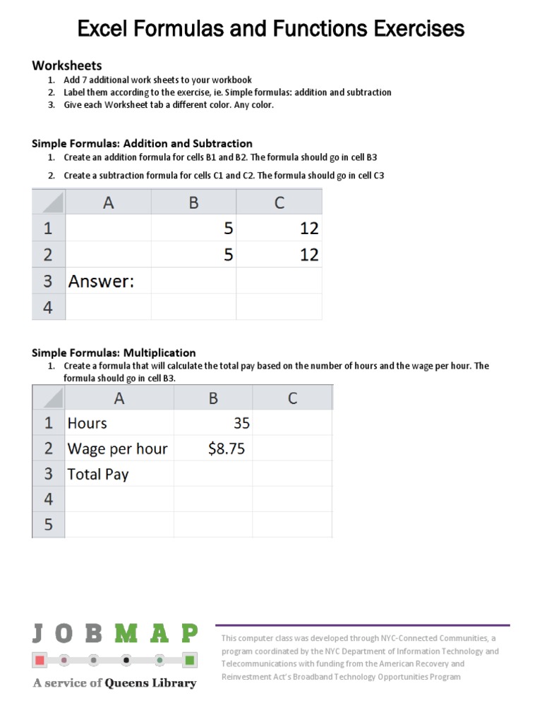 Excel Formulas And Functions Exercises Pdf Pdf Microsoft Excel Taxes