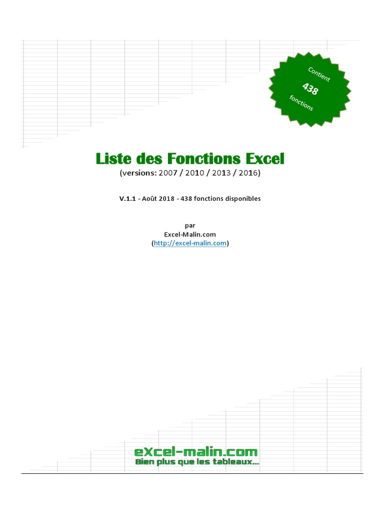 Liste Des Fonctions Excel | PDF | Taux de rentabilité interne ...