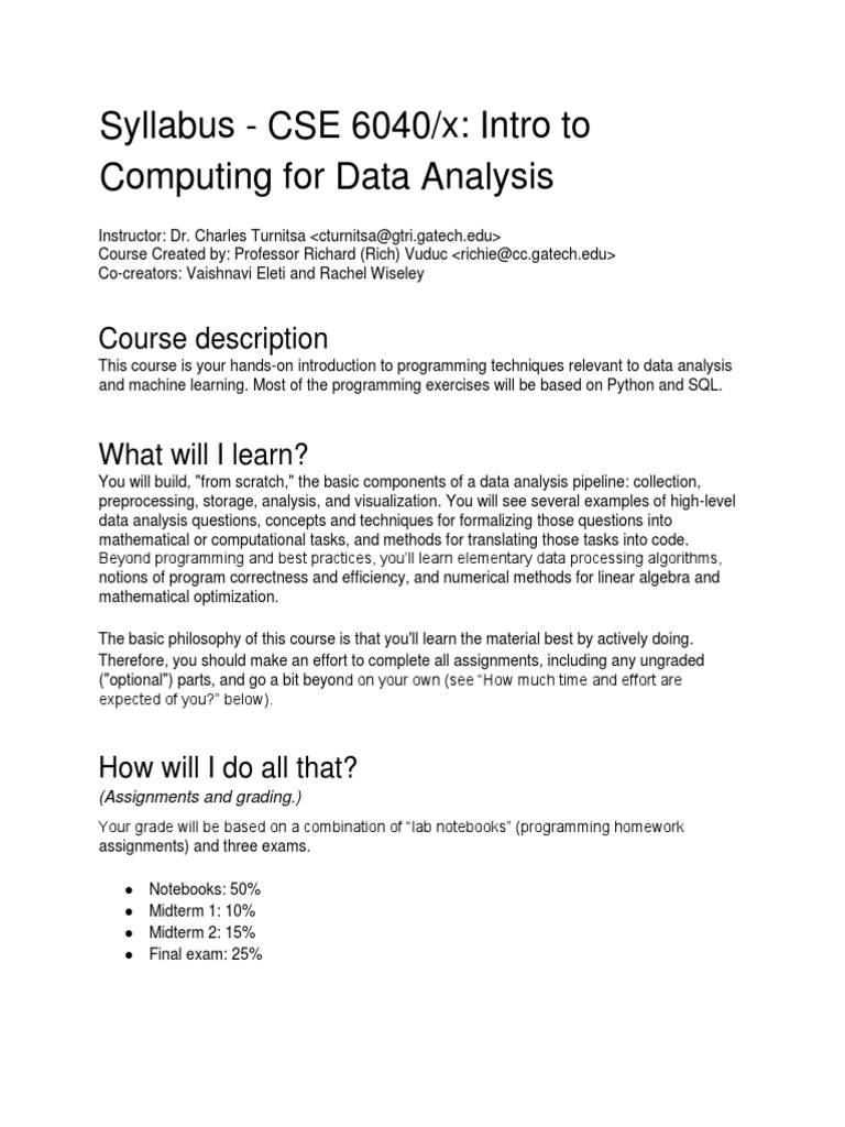 6040 Syllabus | PDF | Computer Programming | Numerical Analysis