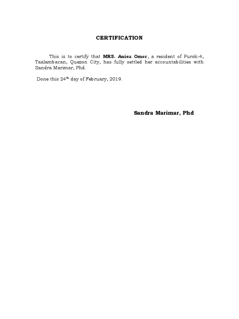 CERTIFICATION Marimar | PDF