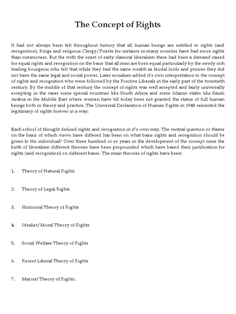 Concept of Rights 1 | PDF | Natural And Legal Rights | Liberalism