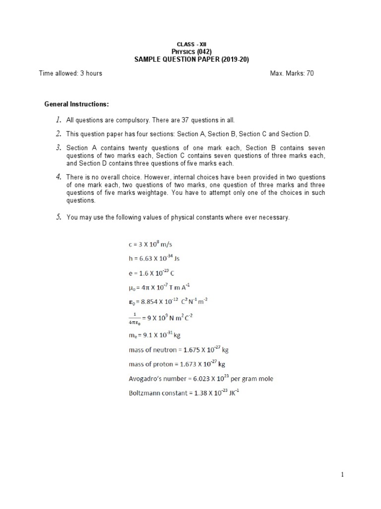 Physics SQP | PDF | Electronvolt | Electron