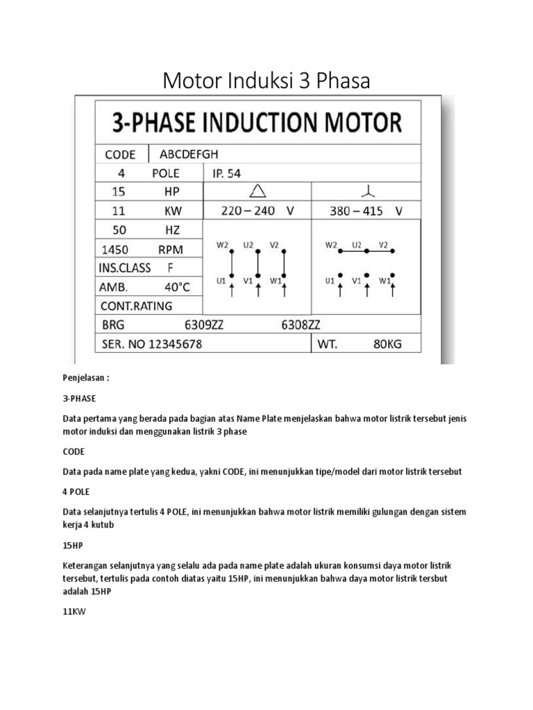 Motor Induksi 3 Fasa: Panduan Teknis | PDF