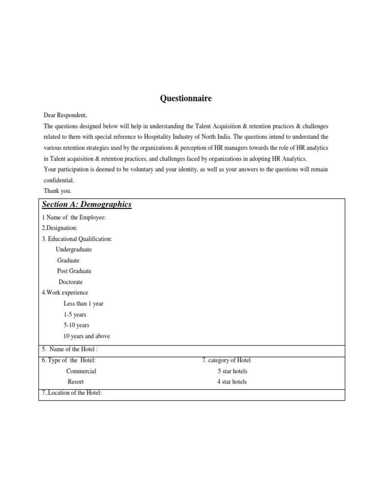 Modified Questionnaire-2# | PDF | Employee Retention | Analytics