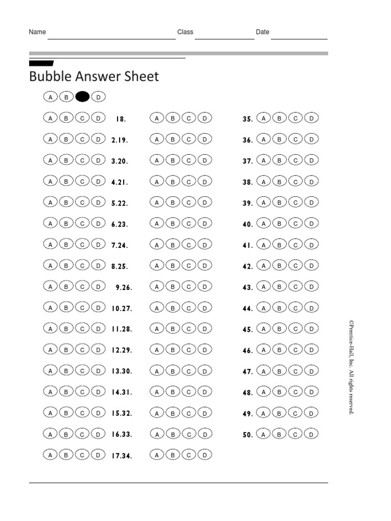 Bubble Answer Sheet PDF Wil | PDF | Teaching Methods & Materials