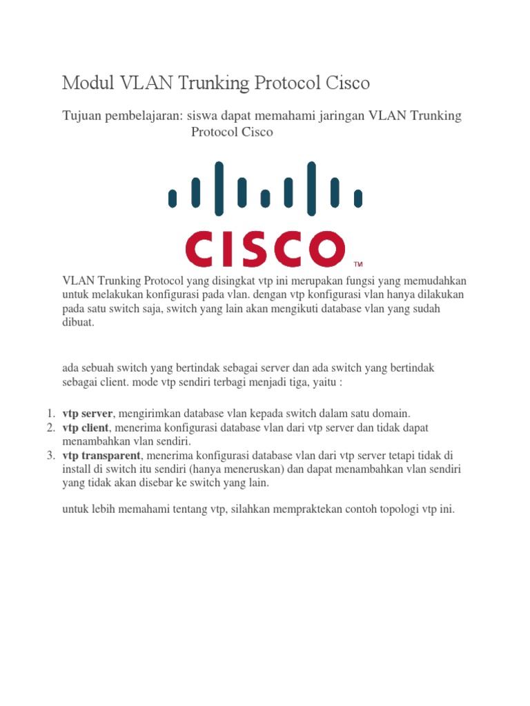 Modul VLAN Trunking Protocol Cisco | PDF