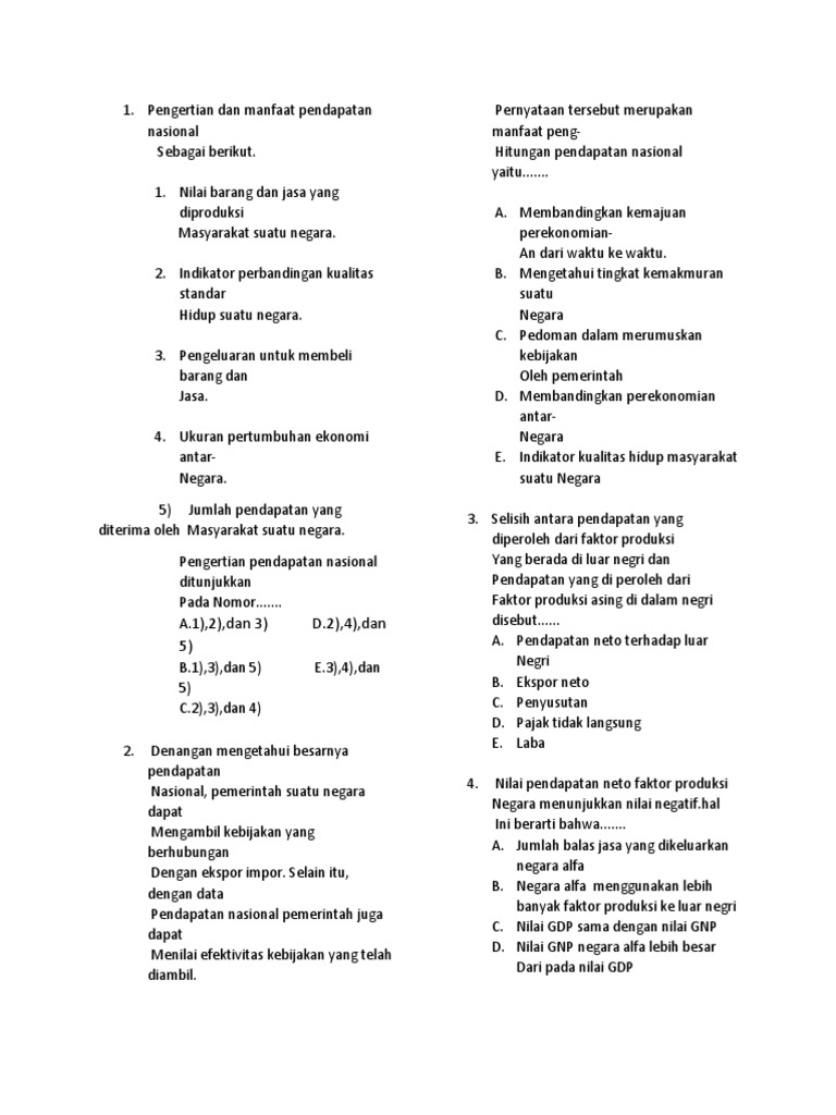Pengertian Dan Manfaat Pendapatan Nasional XI IPS4 | PDF