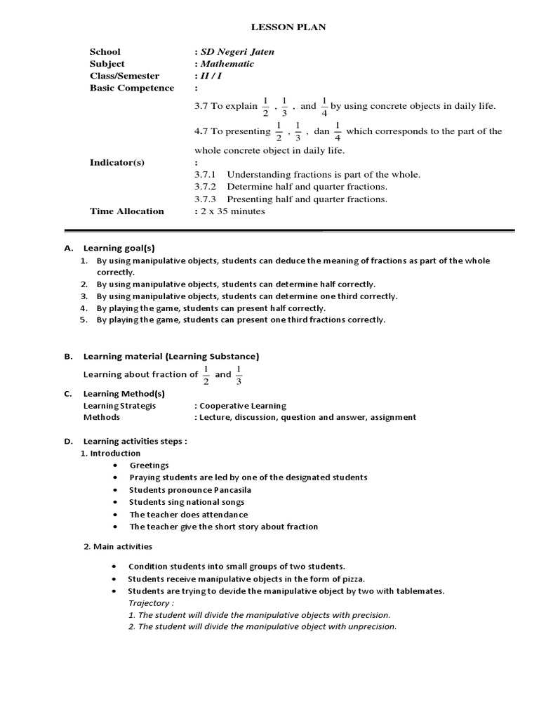 Lesson Plan: C. Learning Method(s) | PDF | Lesson Plan | Education Theory