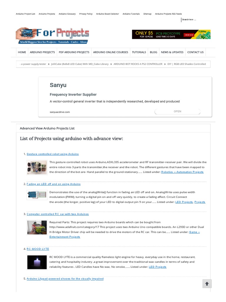 Advanced View Arduino Projects List - Use Arduino For Projects 2 | PDF ...