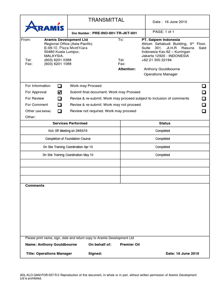 Contoh Transmittal | PDF