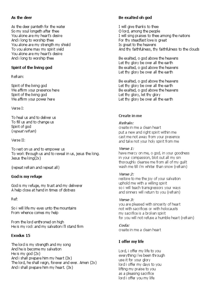 As The Deer Be Exalted Oh God: Repeat Refrain | PDF | Heaven | Jesus