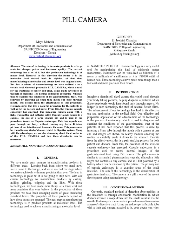 My Pill Camera Ieee | PDF | Endoscopy | Science