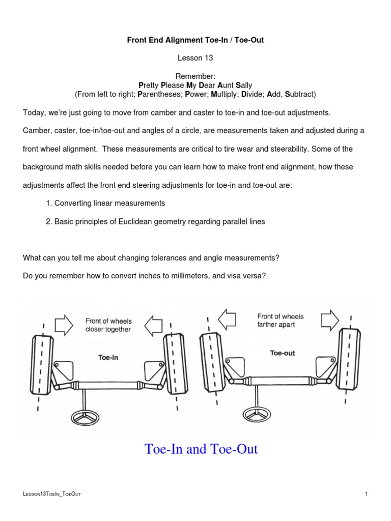 Front End Alignment: Toe-In & Toe-Out Guide | PDF | Vehicle Technology ...