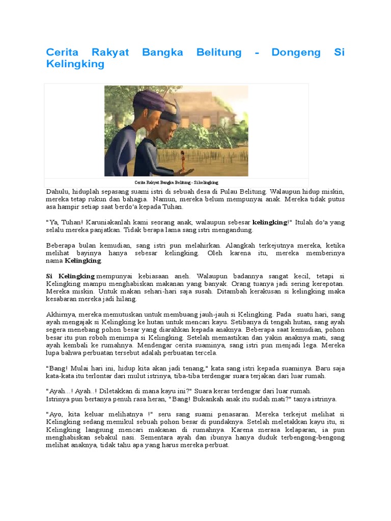 Cerita Rakyat Bangka Belitung - Si Kelingking yang Kuat | PDF