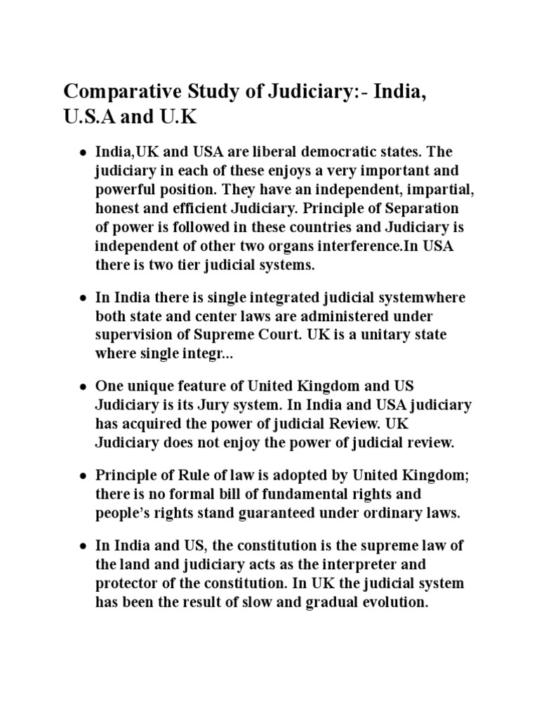 Comparative Study of Judiciary | PDF