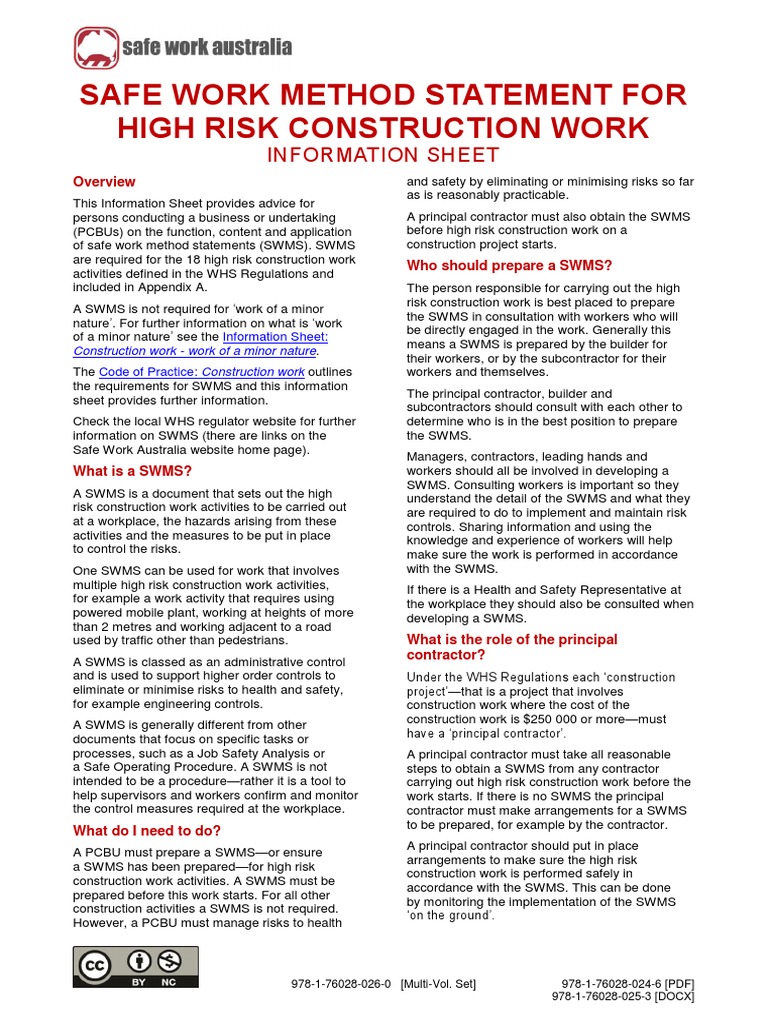 Information Sheet Safe Work Method Statement | PDF | Occupational ...