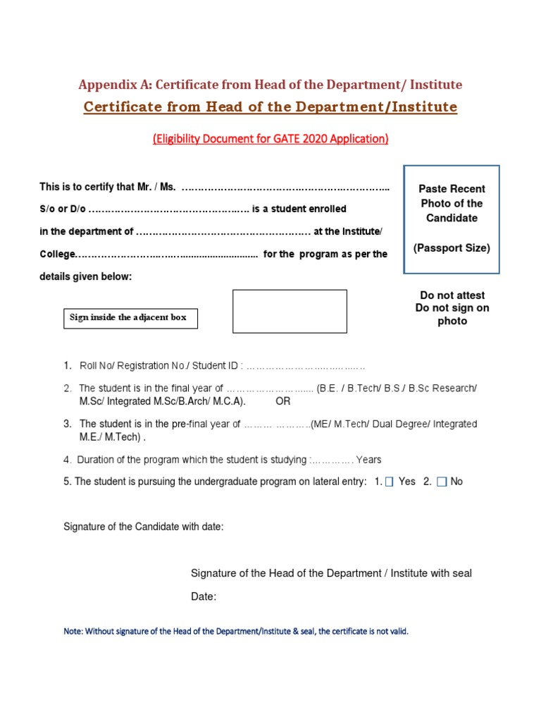 Gate Eligibility Certificate | PDF