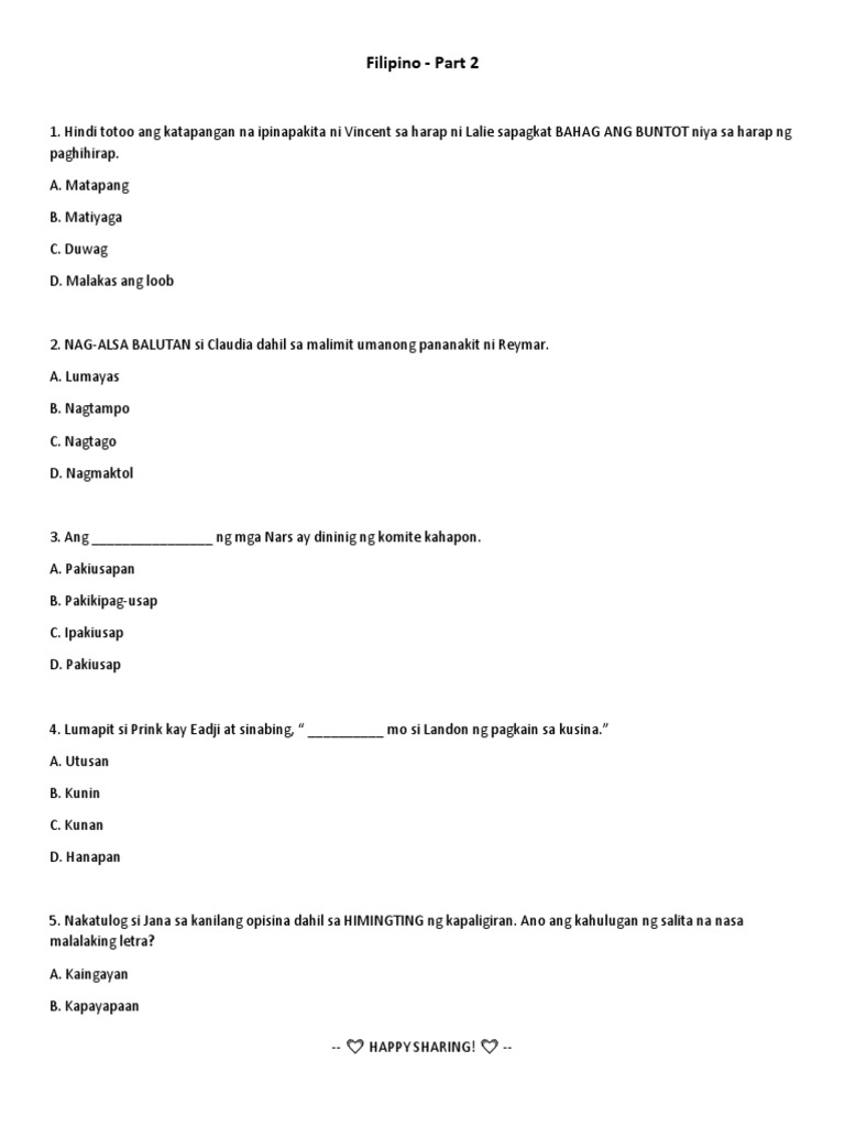 Filipino - Part 2 | PDF