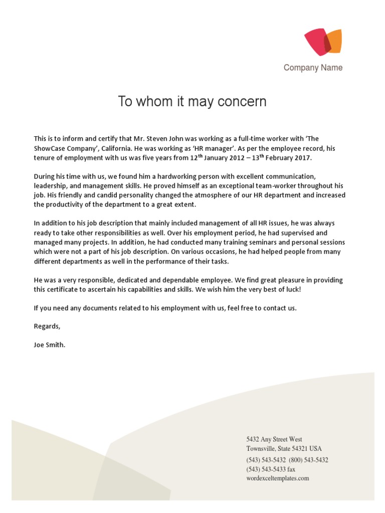 Experience Certificate Format | PDF