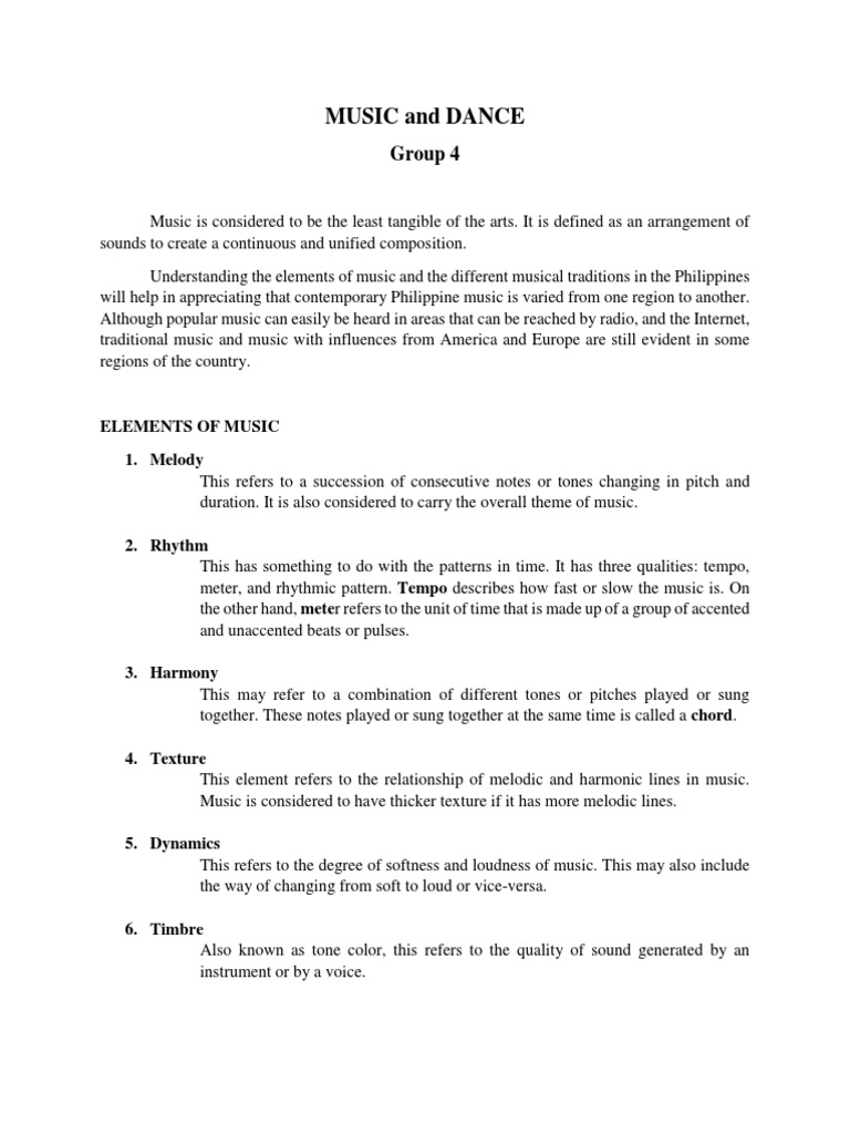 Group 4 Music Dance-1 | PDF | Orchestras | Musical Compositions