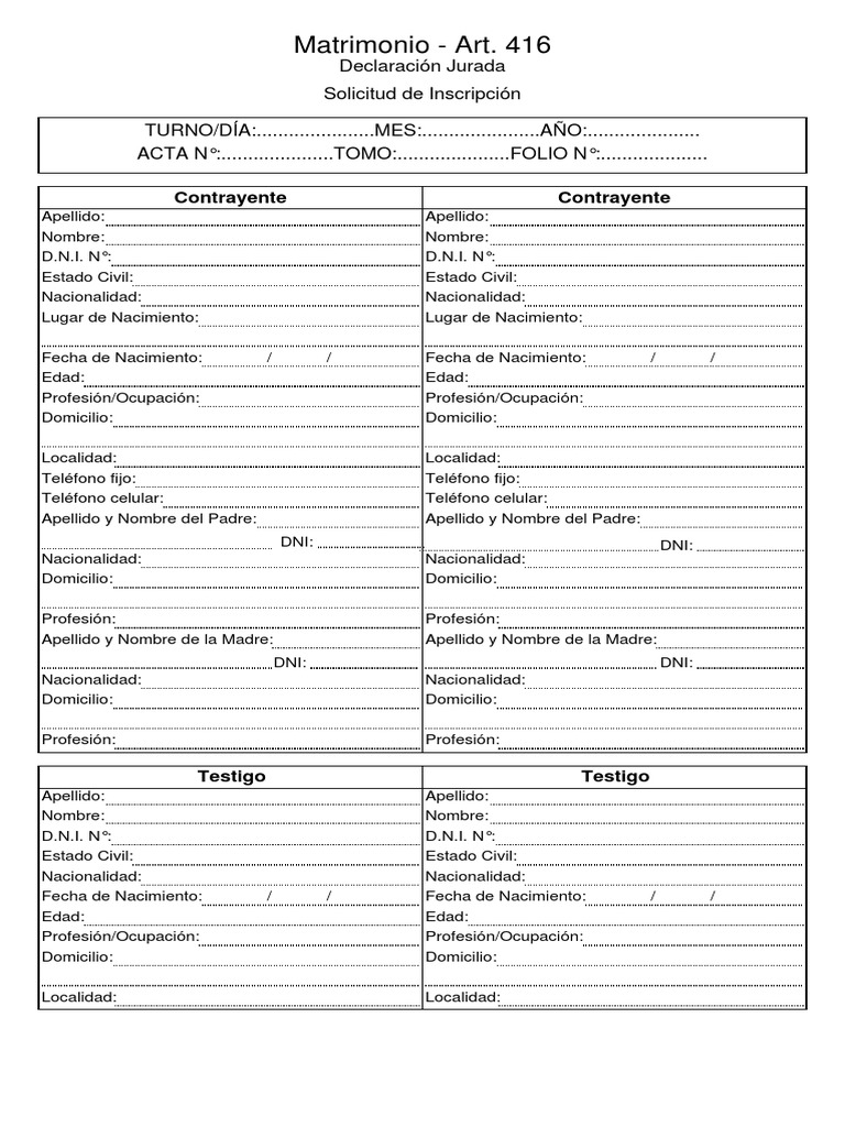 Formulario de Matrimonio | PDF | Documentos oficiales | Gobierno y personalidad