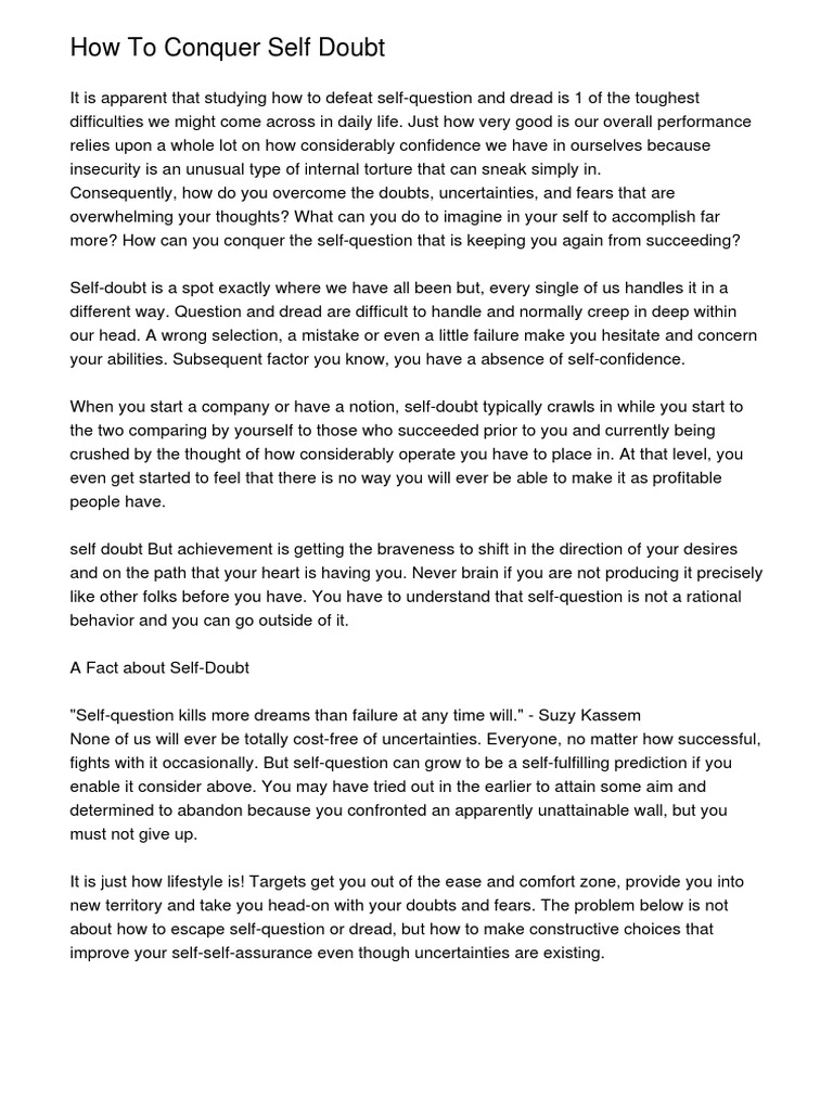 How To Conquer Self Doubt | PDF | Doubt | Metaphysics Of Mind
