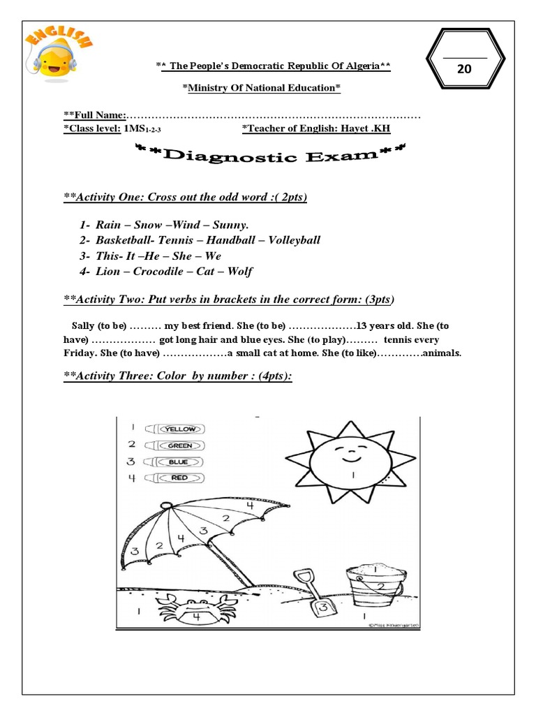 Diagnostic Test For 2MS | PDF | Games & Activities