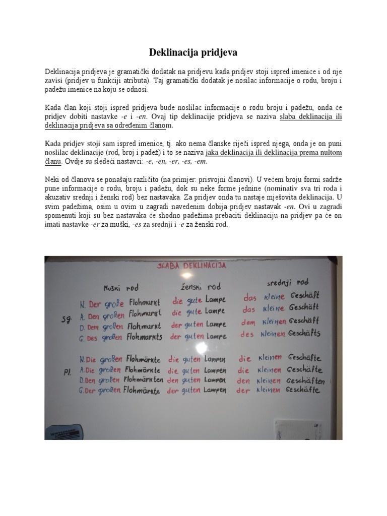 Deklinacija Pridjeva | PDF