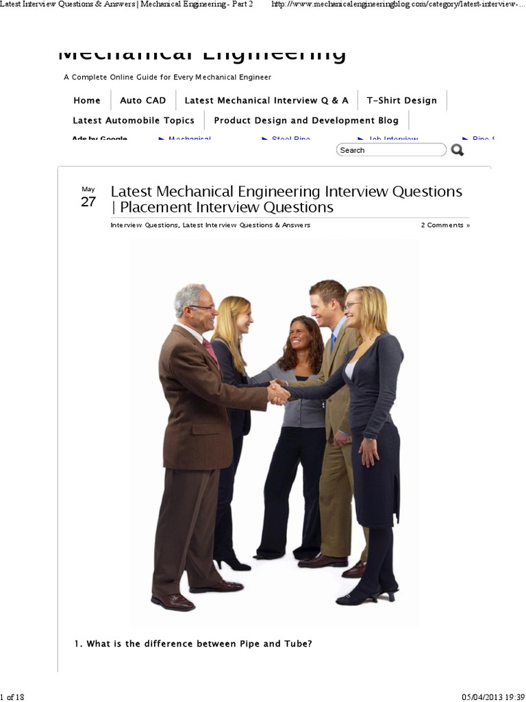 Mechanical Engineering: Latest Mechanical Engineering Interview ...