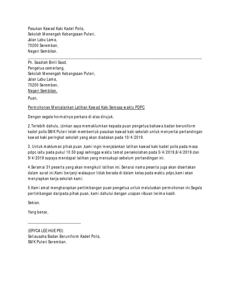 Contoh Karangan Surat Rasmi | PDF